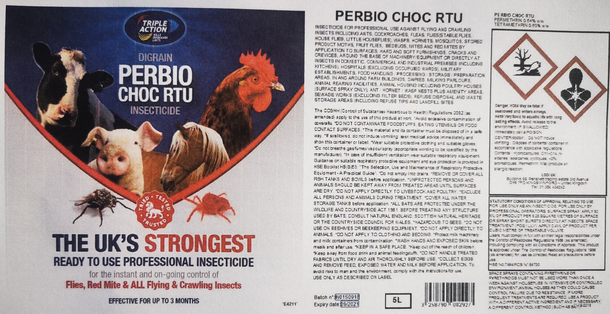 Digrain Perbio Choc AGRI RTU Insecticide 5Ltr | Flies, Red Mite & Litt ...